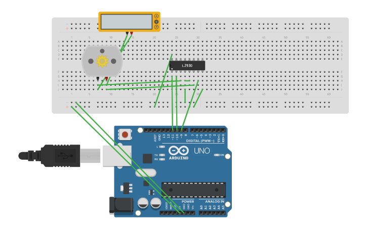 Circuit design DC Motor with Motor driver - Tinkercad