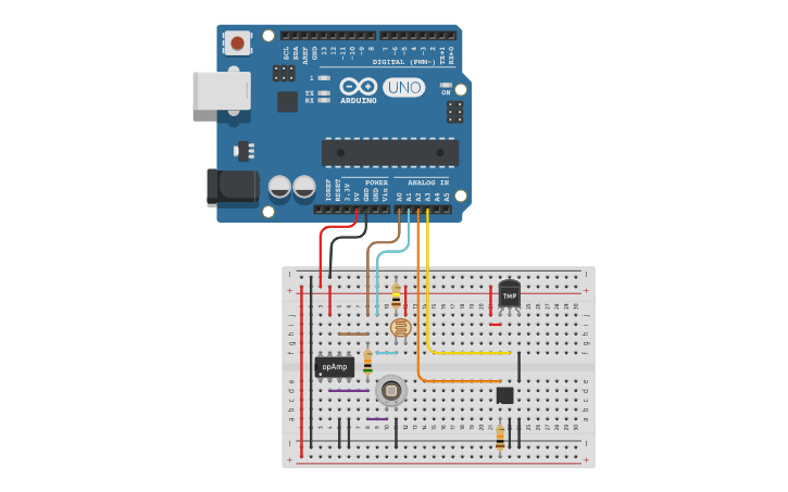 Circuit design Sensor Example | Tinkercad
