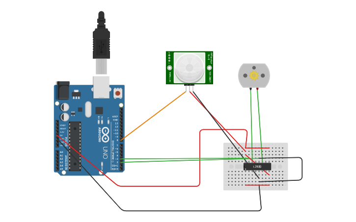 Circuit design DOOR OPEN PIR - Tinkercad