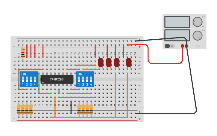 Circuit design PROJETO - ULA 74LS181 - Tinkercad