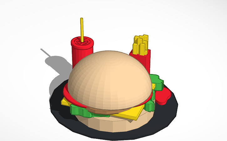 3D design Burger and Fries - Tinkercad