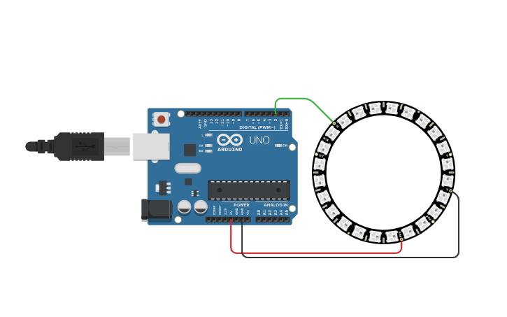 Circuit design Neopixels - Segundo ejemplo | Tinkercad