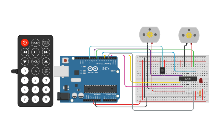 Circuit design Arduino RC car with tinker CAD - Tinkercad