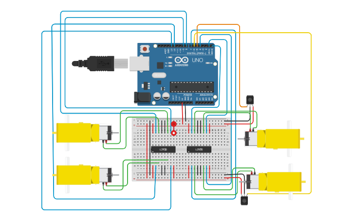 Circuit design Line tracking circuit - Tinkercad