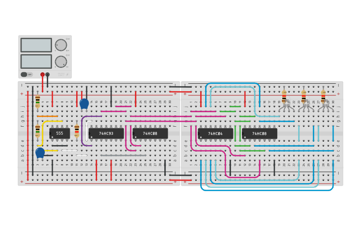 Circuit design Working 3-Way Intersection - Tinkercad