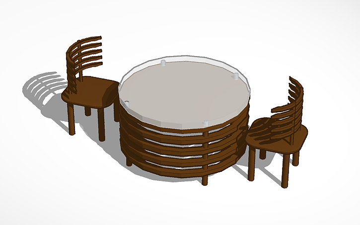 3D design Table and chairs - Tinkercad