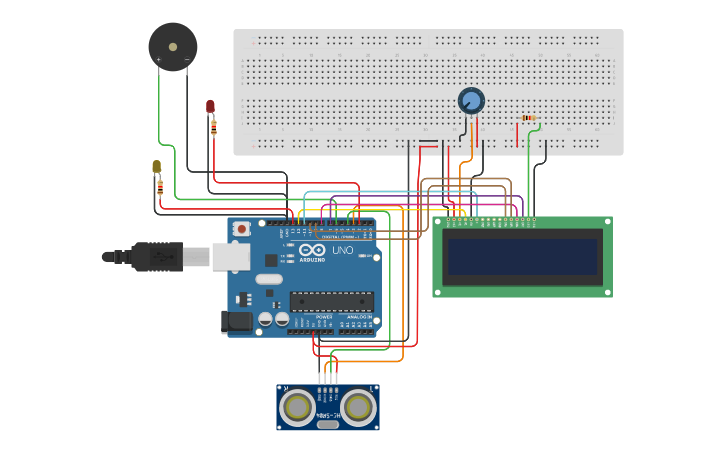 Circuit Design Arduino Collision Prevention System Tinkercad 2674