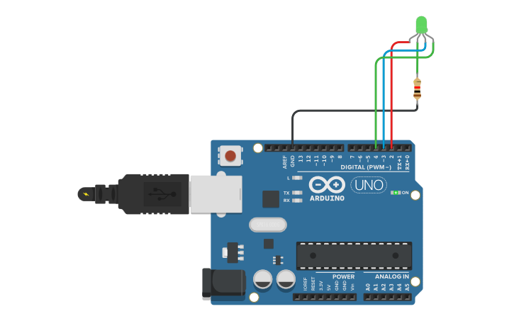 Circuit design Led RGB || DigitalWrite - Tinkercad