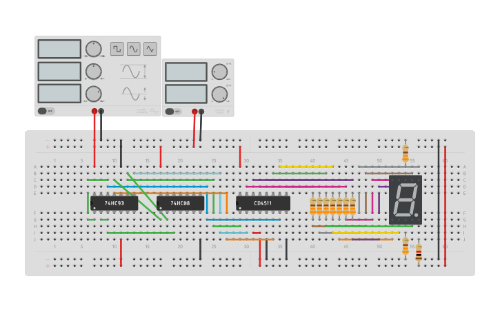 Circuit design Contador 0 a 9 - Tinkercad Circuit design Contador 0 a 9 - Tinkercad
