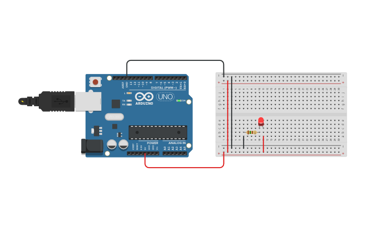 Circuit design LED and resistor - Tinkercad