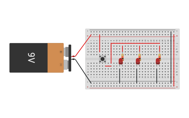 Circuit Design Encender 3 Led Con Push Button Tinkercad