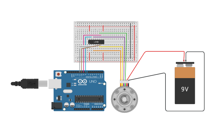 Circuit design Stepper Motor - Tinkercad