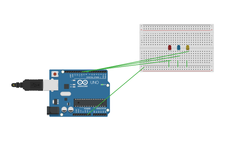 Circuit design Serial e Leds - Tinkercad