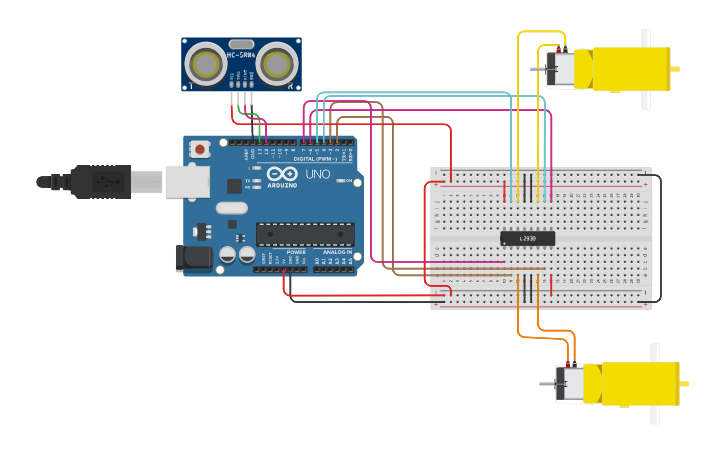 Circuit design Obstacle avoidance robot - Tinkercad