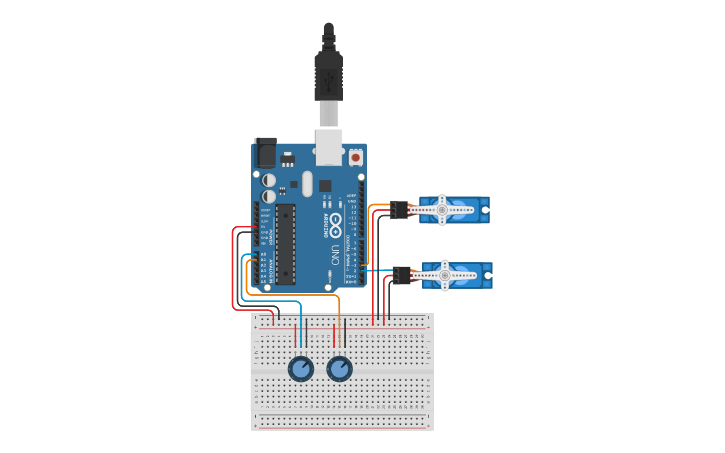 Circuit Design Andrés Elías Peñate Llorente Servomotores Con Potenciómetros Tinkercad