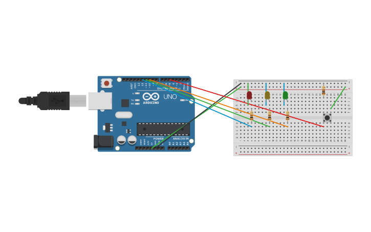 Circuit design LEDs with Arduino: - Tinkercad