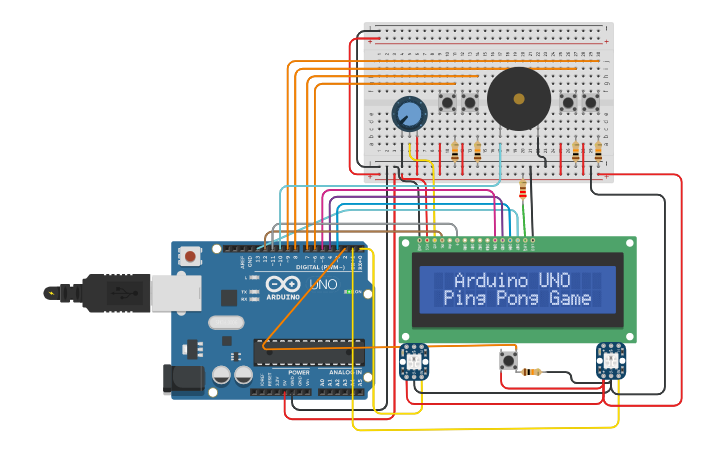 Circuit design Copy of Copy of Arduino-UNO-Ping-Pong-Game-v2.0 - Tinkercad