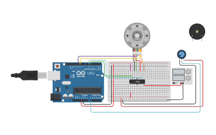 Circuit design Application of Stepper motor - Tinkercad