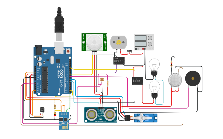 Circuit design Home Automation using IoT - Tinkercad