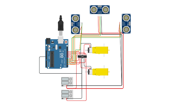 Circuit design the simulation for the mouse - Tinkercad