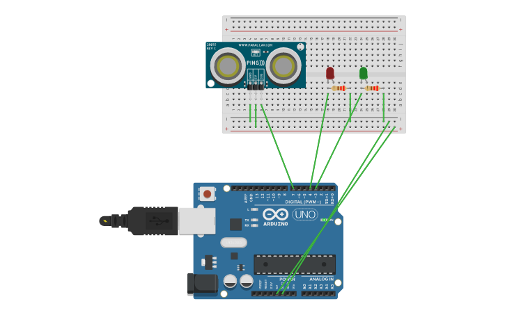 Circuit design distance sensor - Tinkercad