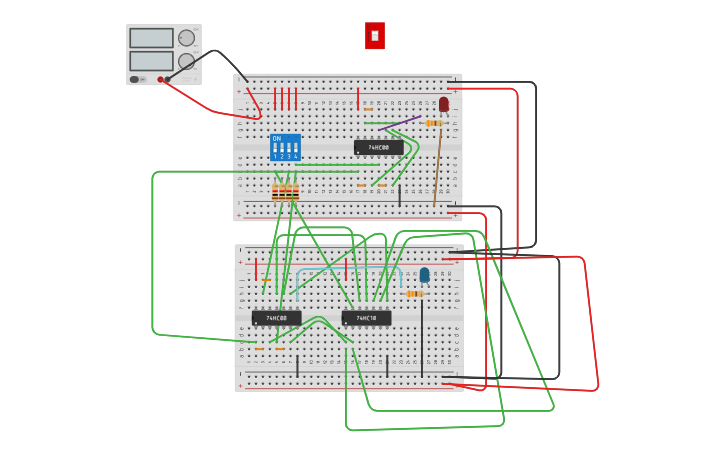 Circuit design Puertas Nand - Tinkercad