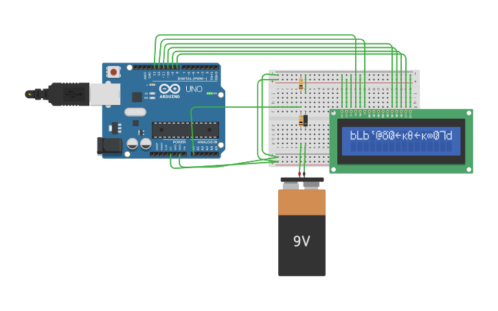 Circuit Design Эксперимент 18 Тестер батареек Tinkercad