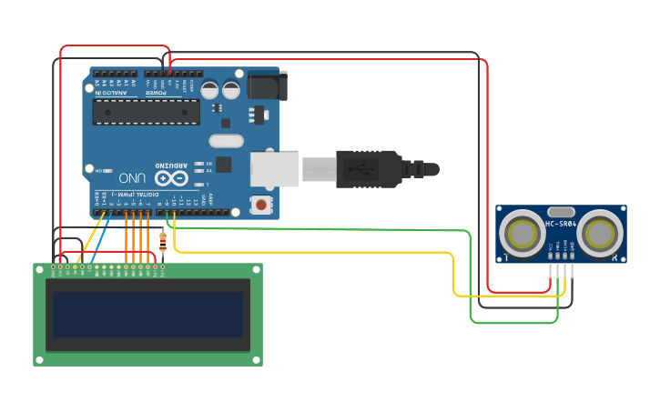 Circuit Design Sensor De Distancia Tinkercad