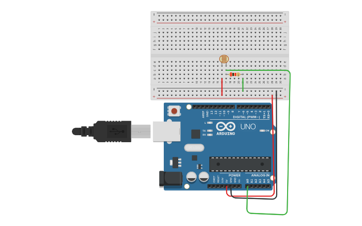 Circuit design LDR Sensor - Tinkercad