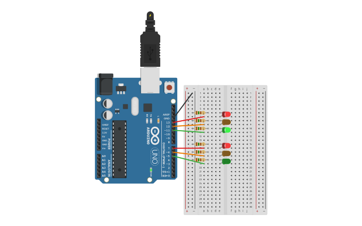 Circuit Design Tp1 Feux De Carrefour Tinkercad