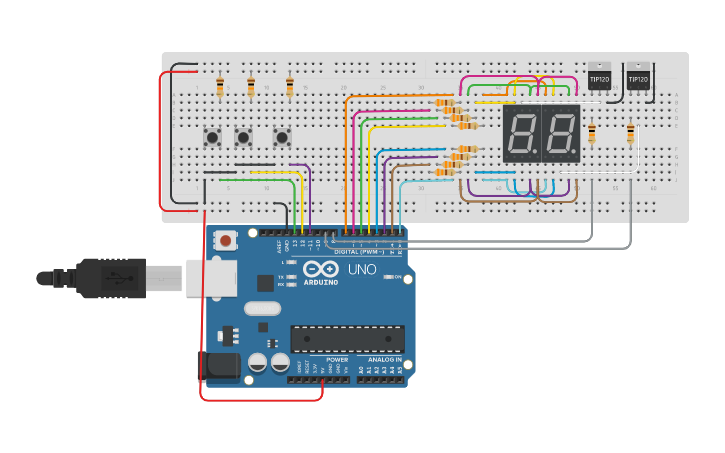 Circuit design Contador Duplo display de 7 segmentos multiplexado ...