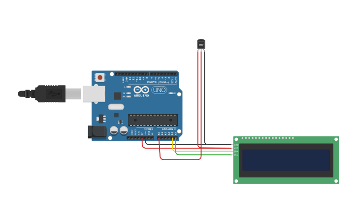 Circuit design EXP 6.2 - Temperature Sensor - Tinkercad
