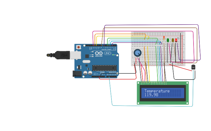 Circuit design Digital thermometer - Tinkercad