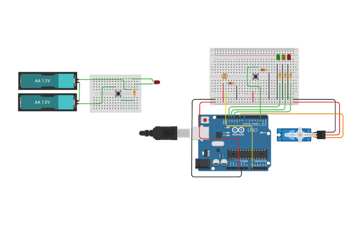 Circuit design Fast! Draw! Shoot! (Arduino Laser Gun Game!) | Tinkercad