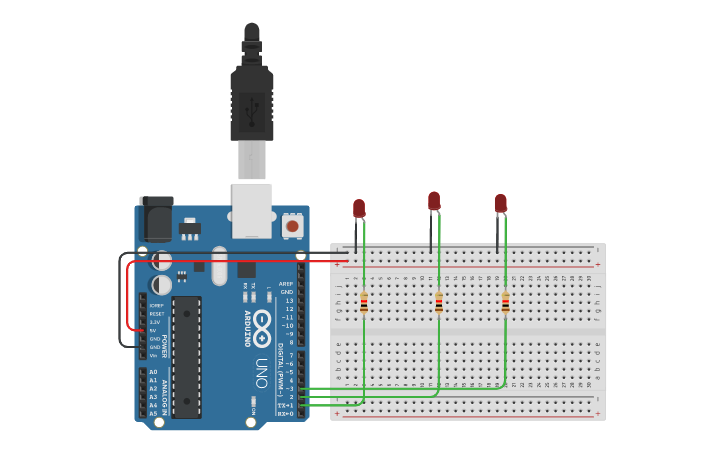 Circuit design Den giao thong - Tinkercad
