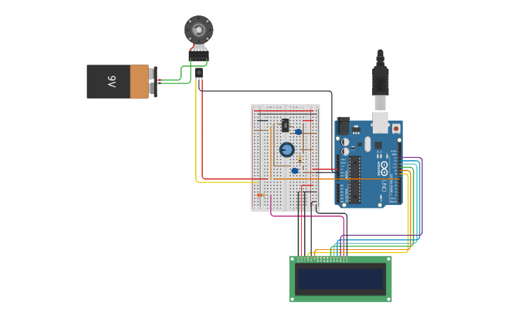 Circuit design RPM and Speed Sensor - Tinkercad