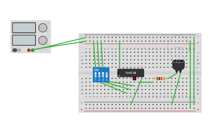 Circuit design NAND 3 INPUT - Tinkercad