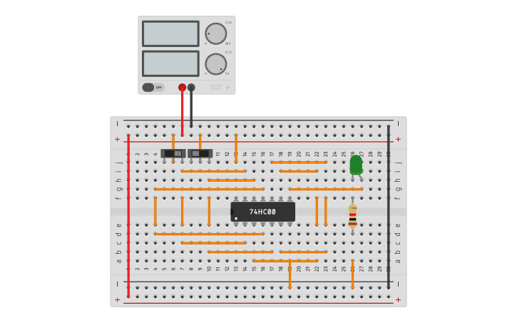 Circuit design XOR gate using IC 7400 - Tinkercad
