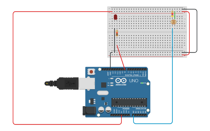 Circuit design Light Sensor - Tinkercad