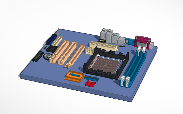 3D design Placa base - Tinkercad