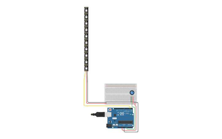 Circuit design Potentiometer and LED Strip v2 - Tinkercad