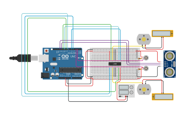 Circuit design Robot Sumo - Tinkercad