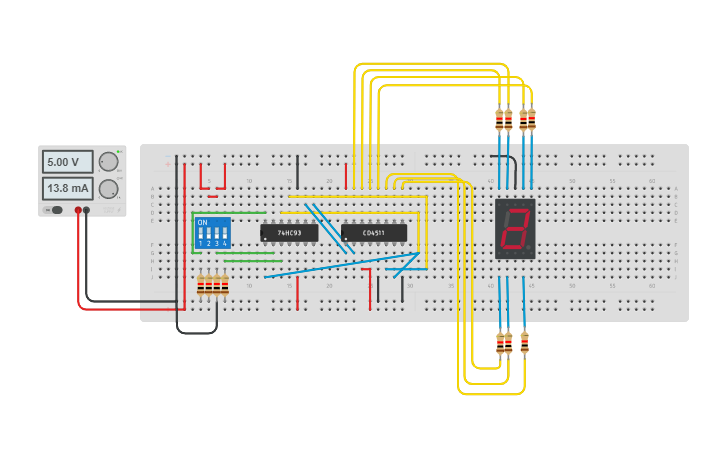Circuit design 74HC93 - Tinkercad