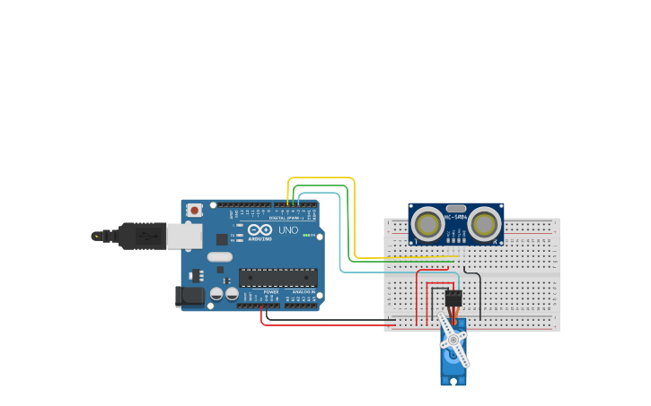 Circuit Design Tempat Sampah Otomatis Tinkercad