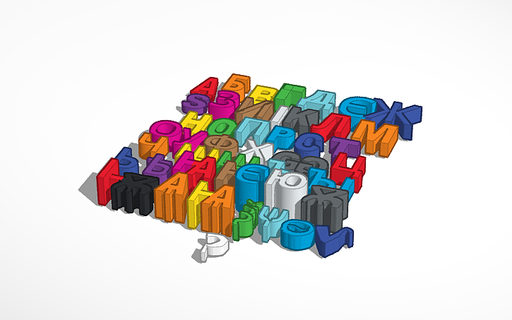 3D design Early Cyrillic Alphabet - Tinkercad