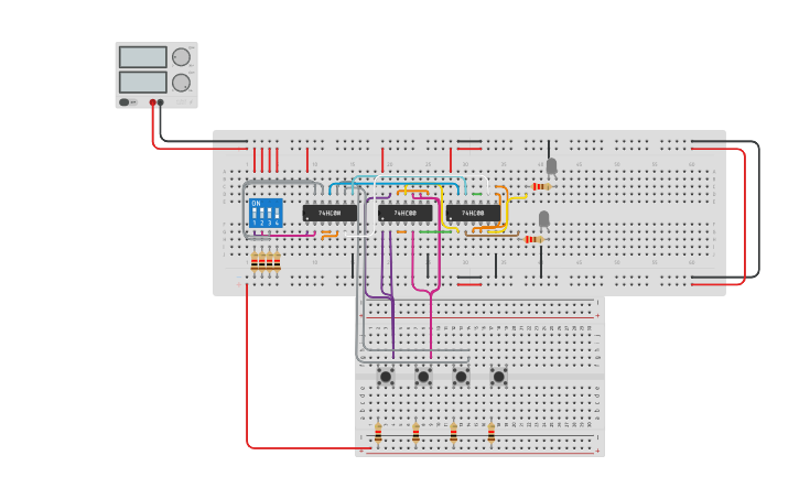 Circuit design Práctica_Lógica 2 - Tinkercad