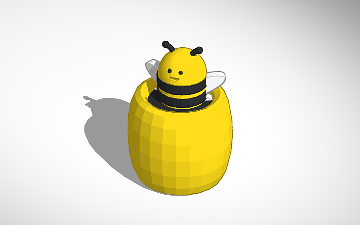 3D design cute bee in a pot | Tinkercad