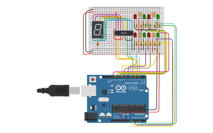 Circuit design Usando cd4511 - Arduino eu aprendo você também | Tinkercad