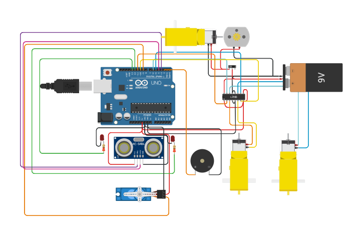 Circuit Design Autonomous Vacuum Cleaner Tinkercad
