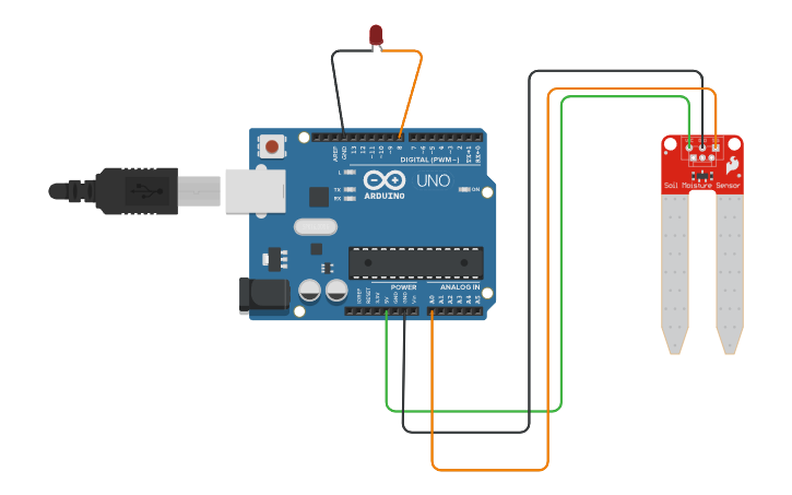 Circuit design moisture sensor - Tinkercad